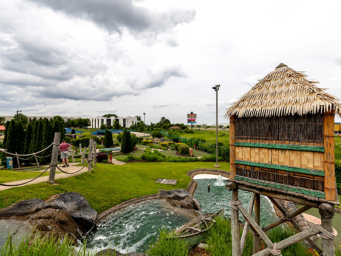 Mini-golf paradise with a tropical twist! Hole #18 challenges even the most skilled putters with its clever design and scenic surroundings.