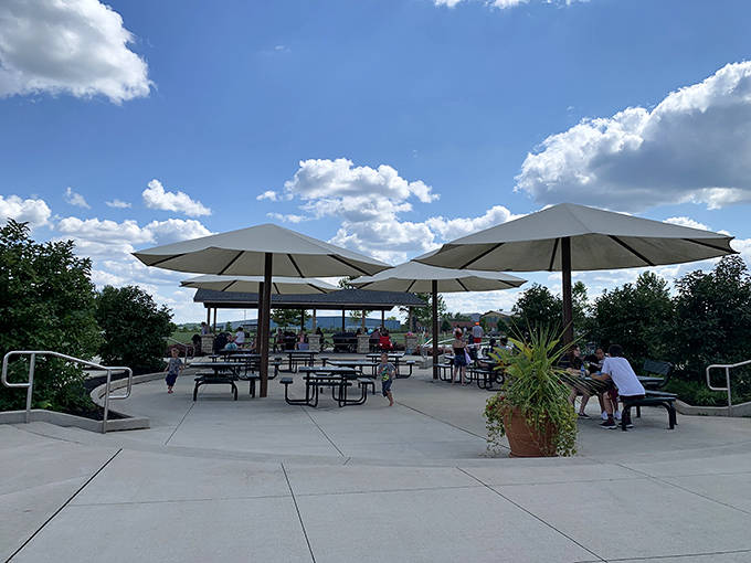 Parents' paradise – comfortable seating under shade umbrellas offers the perfect vantage point to supervise while enjoying a well-deserved break.