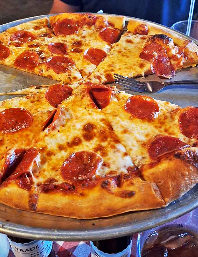 Pizza that demands respect &ndash; crispy, cheesy, and topped with pepperoni that curls into little flavor cups of joy.