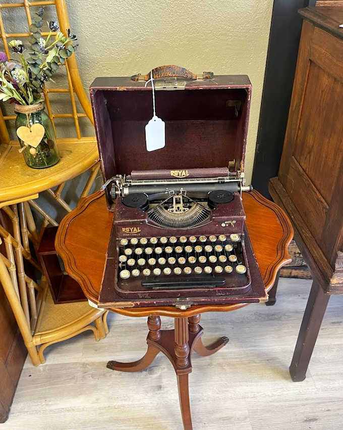 This Royal typewriter once clicked and clacked its way through countless letters, reports, and maybe even a novel, back when writing required actual physical effort.