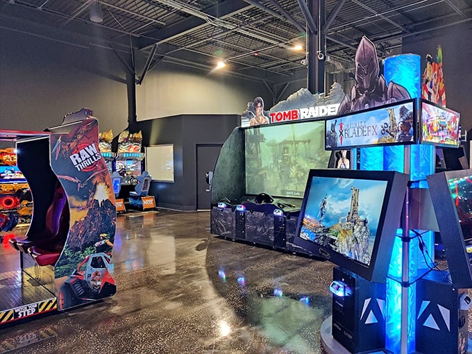 Tomb Raider arcade game brings adventure indoors &ndash; explore ancient ruins without the inconvenience of actual dirt, snakes, or international travel.