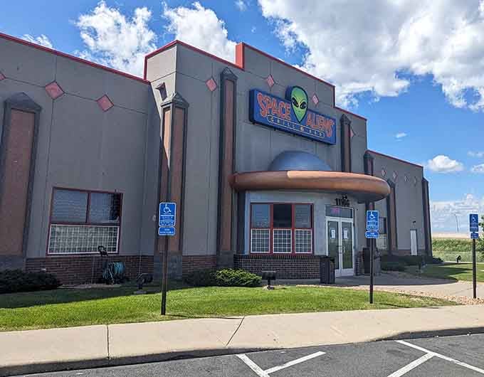 The building's sci-fi design promises intergalactic fun, and the arcade games inside deliver on that cosmic promise perfectly.