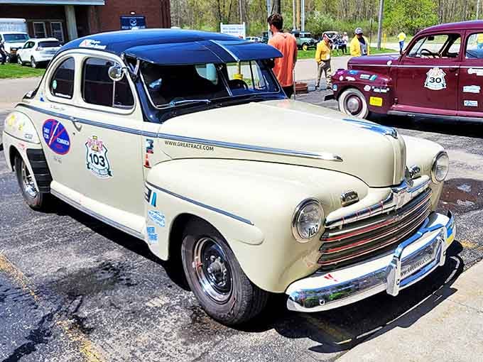 This cream-colored 1946 Ford Business Coupe represents post-war optimism on wheels, when America started driving toward prosperity again.