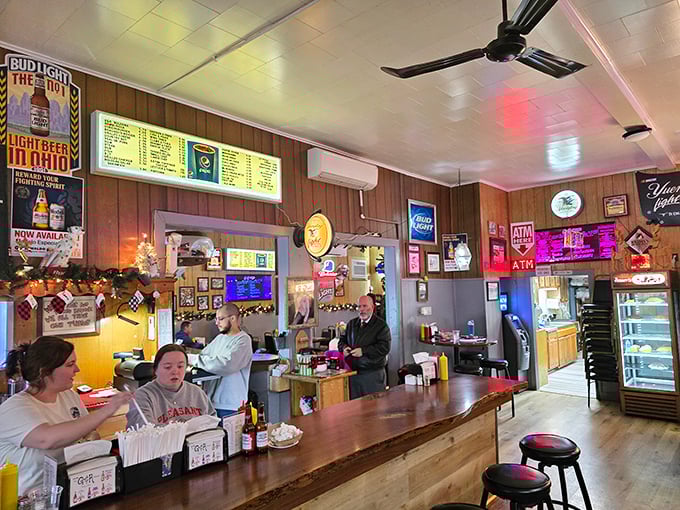 The bar area hums with conversation as cold beers flow freely and sports play on TVs &ndash; a community gathering spot where everyone feels welcome.