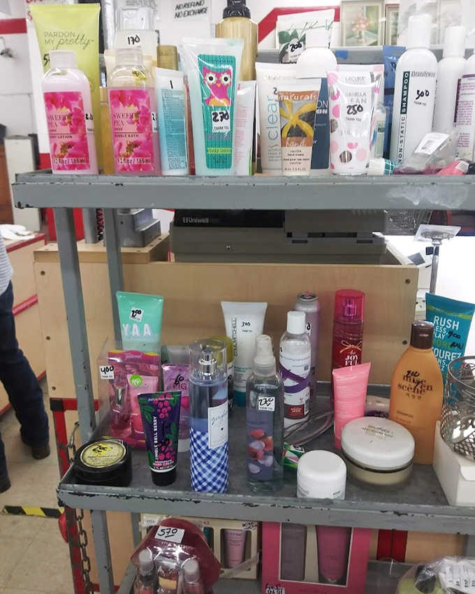 Beauty products galore! These shelves offer personal care items at prices that'll make your wallet feel as good as your skin.