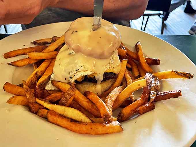 The breakfast burger brings morning glory to your plate &ndash; a perfect harmony of savory beef, melty cheese, and egg under a special sauce that ties it all together.