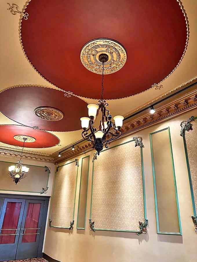 Look up to appreciate the Riviera's stunning ceiling medallions and vintage chandeliers, architectural details that have witnessed nearly a century of entertainment.