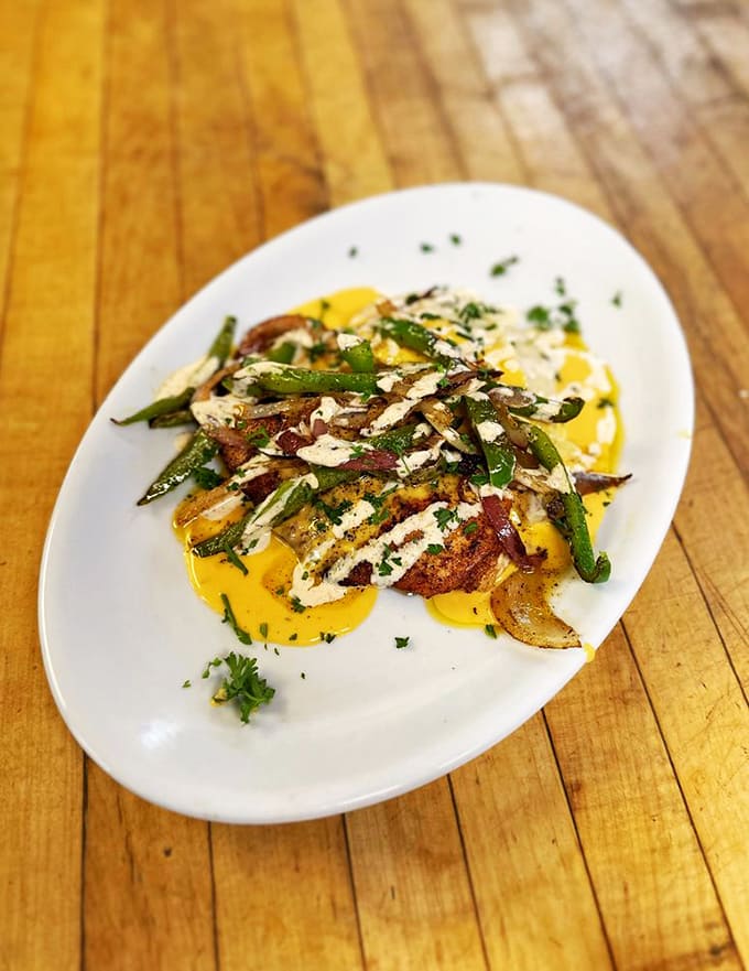 Chicken Longhorn brings the heat with blackened seasoning, while beer cheese adds creamy richness that'll make you forget about beef.