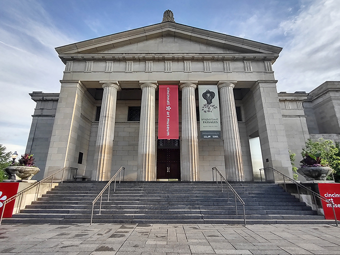 Cincinnati Art Museum's classical columns stand proudly, housing treasures spanning six millennia of human creativity.
