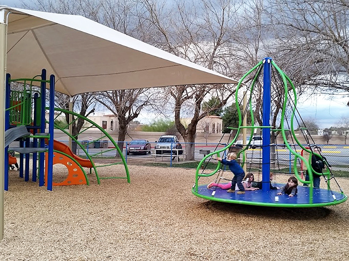 Coffinger Park offers family-friendly recreation with modern playground equipment under Arizona's famously blue skies.