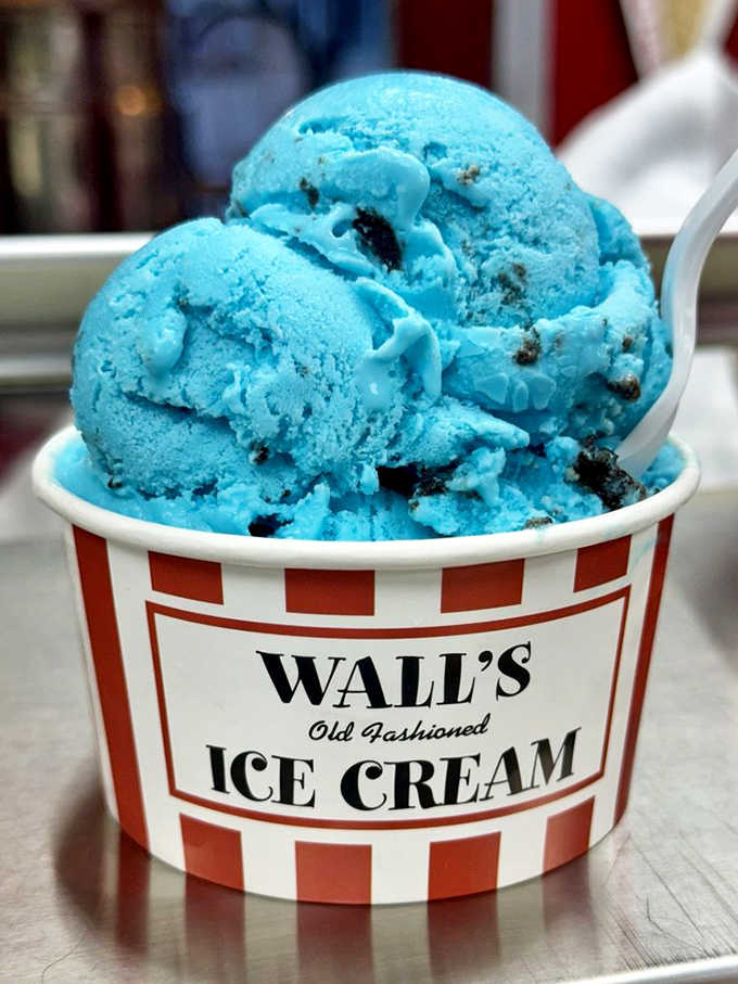 Cookie Monster ice cream's vibrant blue hue might catch your eye first, but it's the chunks of cookie goodness that'll keep your spoon coming back.
