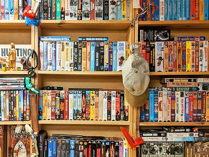 This wall of nostalgia contains thousands of hours of entertainment from the pre-streaming era &ndash; a physical timeline of American pop culture.