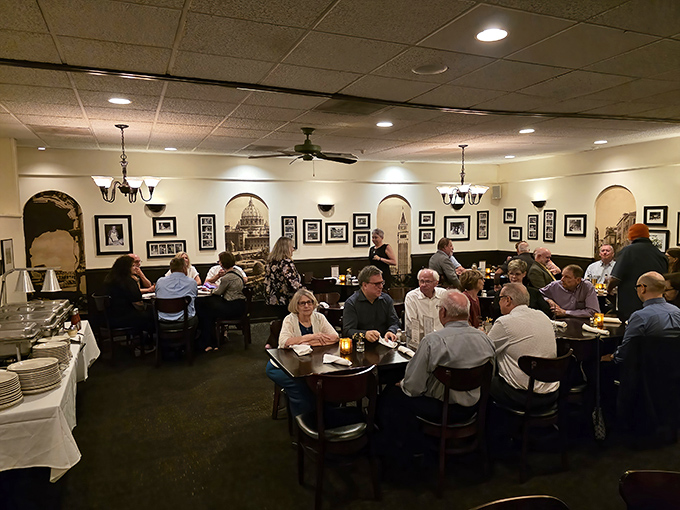 Dining Area: The bustling heart of Verucchi's, where families gather and memories are made against a backdrop of Italian-inspired d&eacute;cor and comfortable elegance.