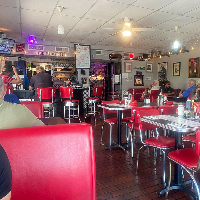 The dining area hums with conversation and clinking silverware, creating that perfect diner soundtrack that somehow makes everything taste better.