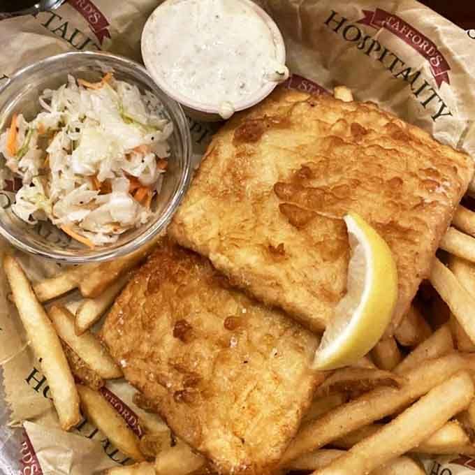 Lake-to-table dining at its finest! This local delicacy gets the royal treatment with a golden crust and house-made accompaniments.