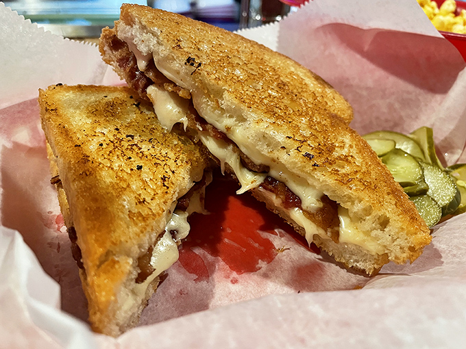 The grilled cheese sandwich &ndash; childhood nostalgia elevated to gourmet status with perfectly melted cheese and golden-brown bread.