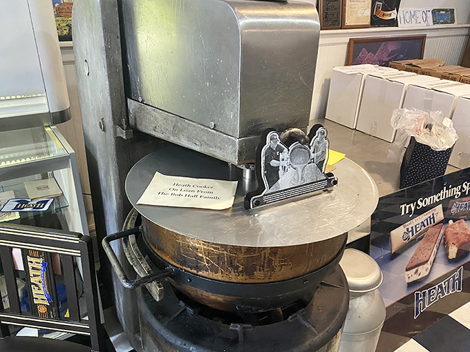 This antique Heath cooker represents the perfect marriage of culinary art and industrial engineering – toffee-making at its finest!
