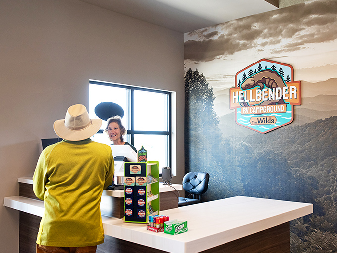 The Hellbender Campground welcomes outdoor enthusiasts with modern amenities, named after Ohio's giant salamander&mdash;proof that not all wildlife is exotic.