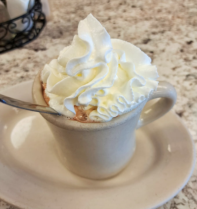 Hot chocolate crowned with a mountain of whipped cream offers liquid comfort that warms you from the inside out.