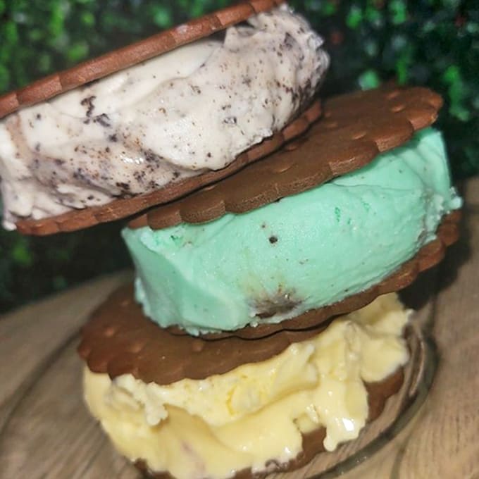 Ice cream sandwiches that require strategy to eat &ndash; generous scoops nestled between cookies that were clearly made by human hands, not machines.