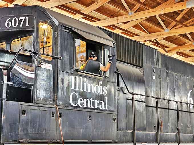 The Illinois Central's legacy lives on in this beautifully maintained locomotive, its engineer ready to bring history roaring back to life.