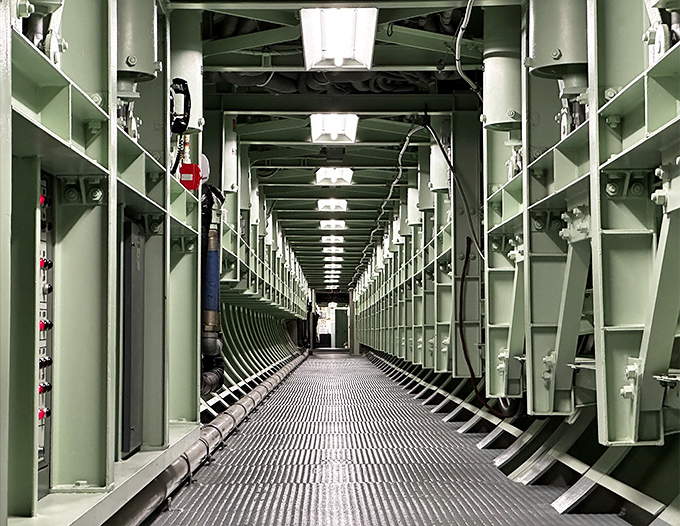 The missile silo offers a vertigo-inducing view of the Titan II, standing ready as it did for decades during the Cold War.