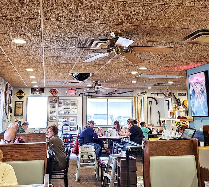 The dining room hums with the comfortable buzz of conversation &ndash; regulars and newcomers alike sharing the universal language of good food.