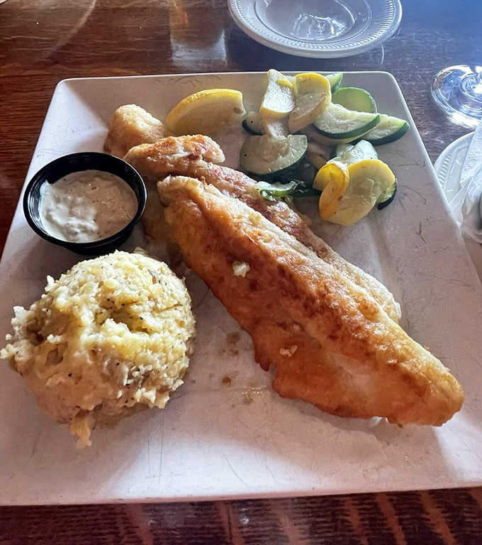 Lake Superior's finest catch, perfectly prepared &ndash; flaky trout with a golden crust served alongside seasonal vegetables and house-made rice pilaf.