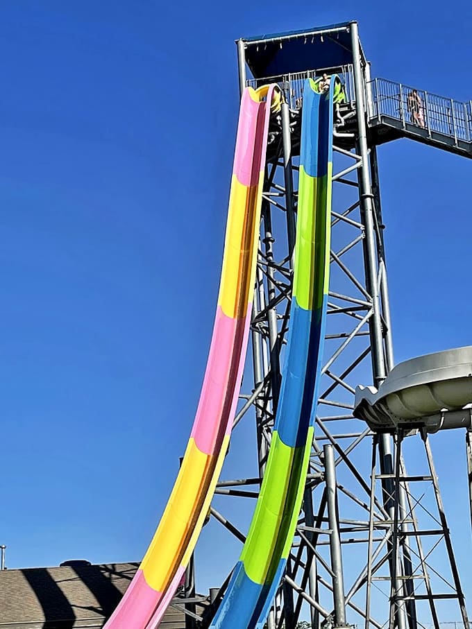 Mega Wedgie: A slide so steep it should come with its own therapist and a complimentary adjustment to your swimwear afterward.
