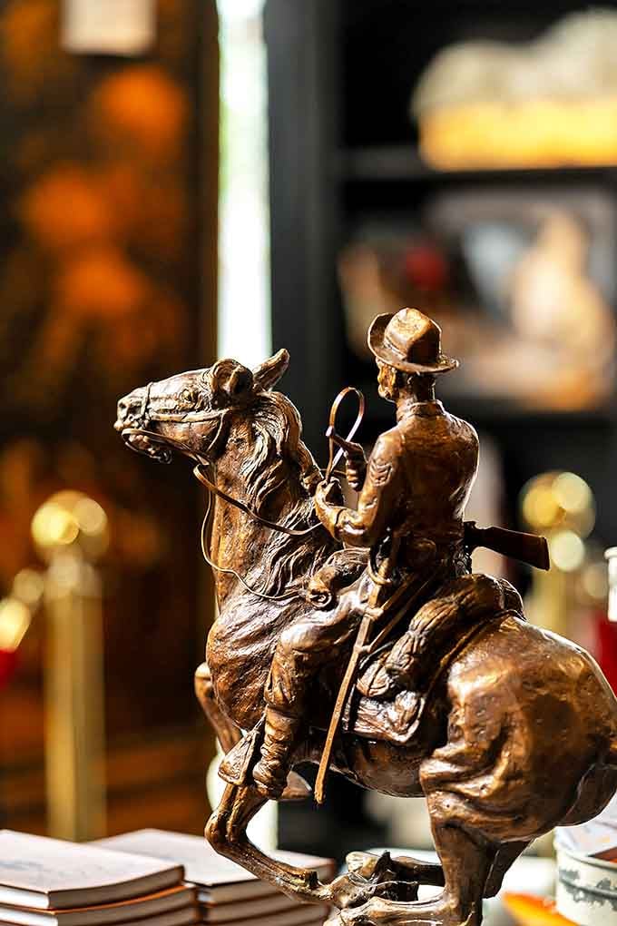 This bronze equestrian statue captures the perfect moment of partnership between rider and horse &ndash; the kind of craftsmanship that makes you stop and stare.