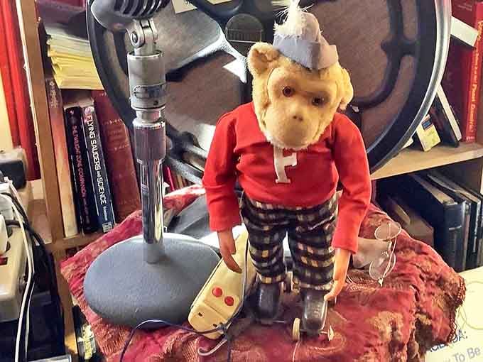 This dapper monkey toy looks ready for a night on the town or possibly world domination.