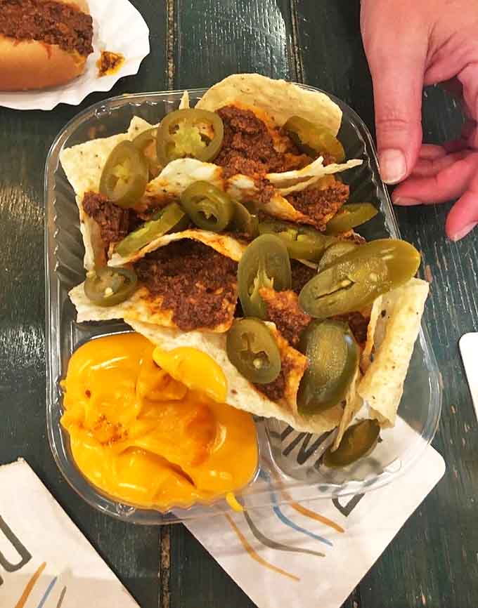 Nachos that don't know the meaning of restraint &ndash; crispy chips buried under an avalanche of chili, cheese, and jalape&ntilde;os that mean serious business.