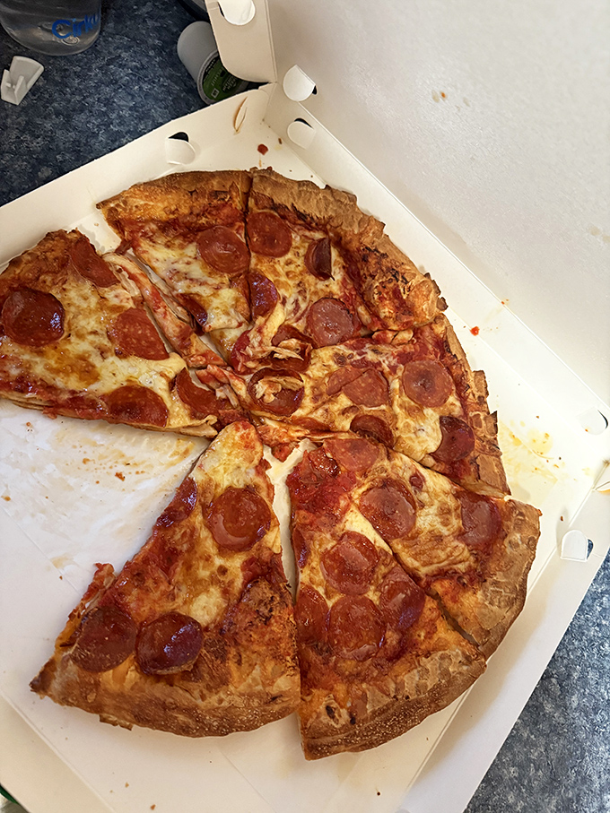 Pepperoni pizza perfection that makes you question why anyone would complicate something so beautifully simple.