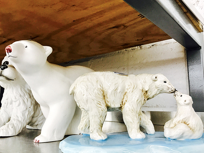 These polar bear figurines migrated from someone's curio cabinet to yours &ndash; arctic charm that costs less than a fancy coffee.