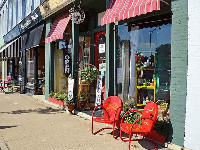 These storefronts line up like a rainbow decided to go into retail, each one more inviting than the last.