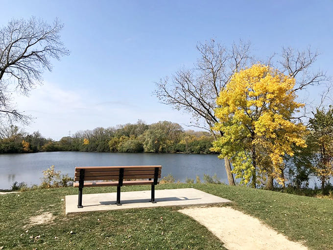 Resting bench: The perfect pause point awaits, offering front-row seats to nature's ever-changing watercolor exhibition across the lagoon.