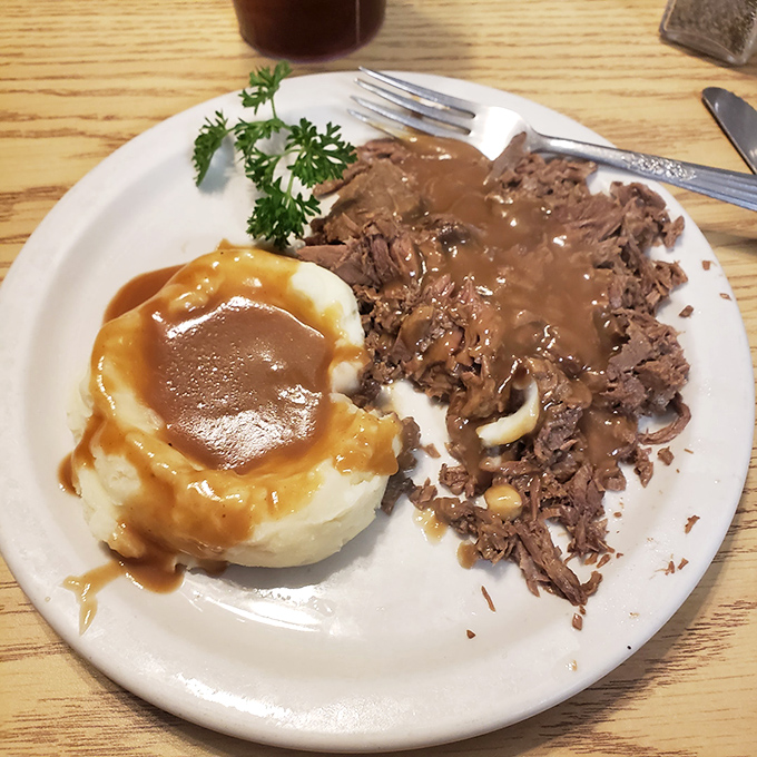 The hot beef sandwich &ndash; tender roast beef and mashed potatoes swimming in gravy that could solve most of life's problems in a single bite.
