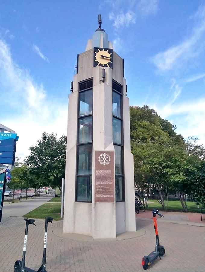 The Rotary Steam Clock stands as Old Town's whimsical timekeeper, releasing puffs of steam that seem to say "slow down, you're on Lansing time now."