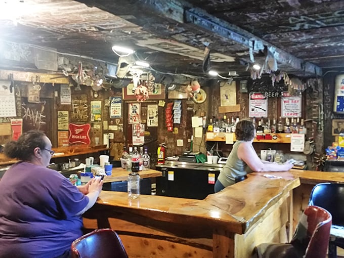A comfy seat and a friendly bartender at this rustic bar. Perfect place to relax and enjoy the unique atmosphere!