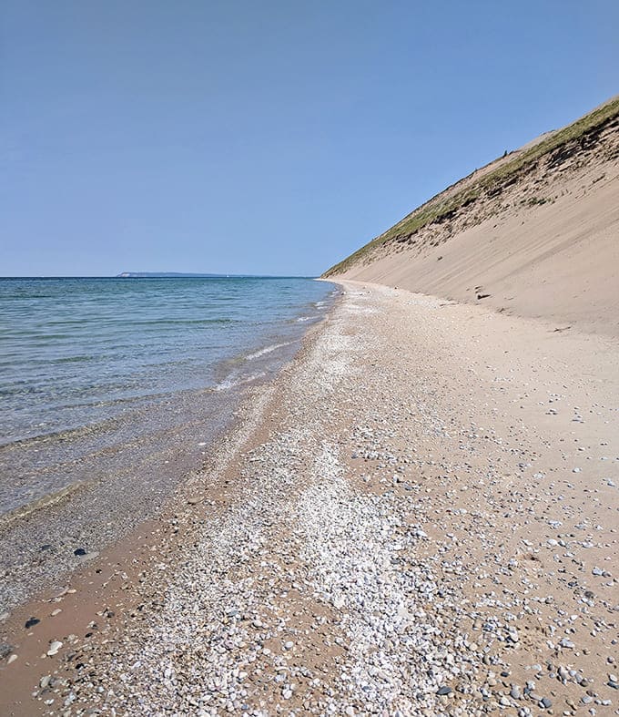 The shoreline stretches endlessly, where sand meets water in that timeless dance that's been going on since long before any of us showed up with cameras.