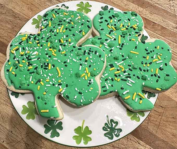These aren't just cookies &ndash; they're edible celebrations! Vibrant green shamrocks with festive sprinkles that taste like tradition and childhood combined.