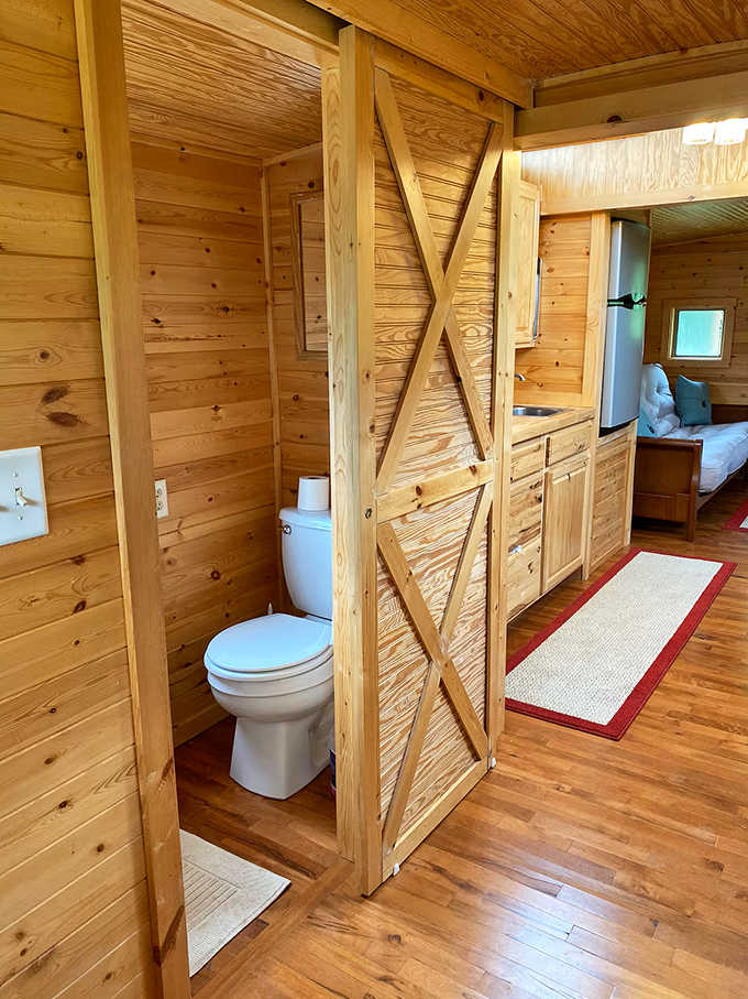 A bathroom in a caboose? This clever conversion brings modern necessities to historical quarters without sacrificing an ounce of charm.
