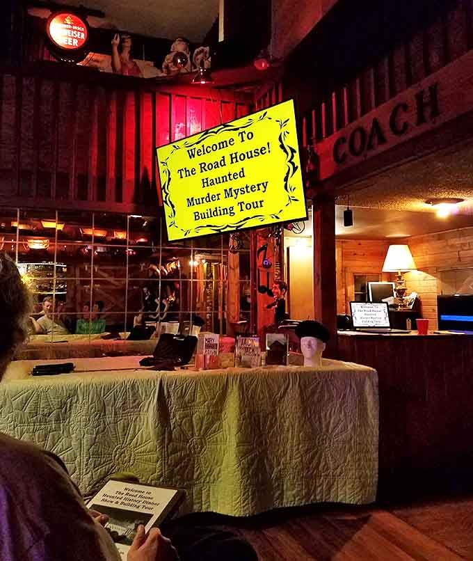 "Welcome to The Road House! Haunted Murder Mystery Building Tour"&mdash;now that's what I call truth in advertising with a side of intrigue.