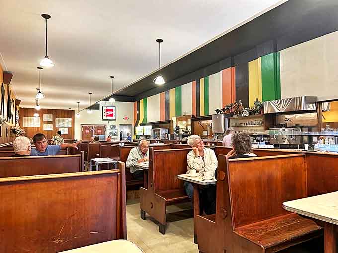 The dining room serves as Fergus Falls' community hub, where locals solve the world's problems over coffee and visitors feel instantly welcome.