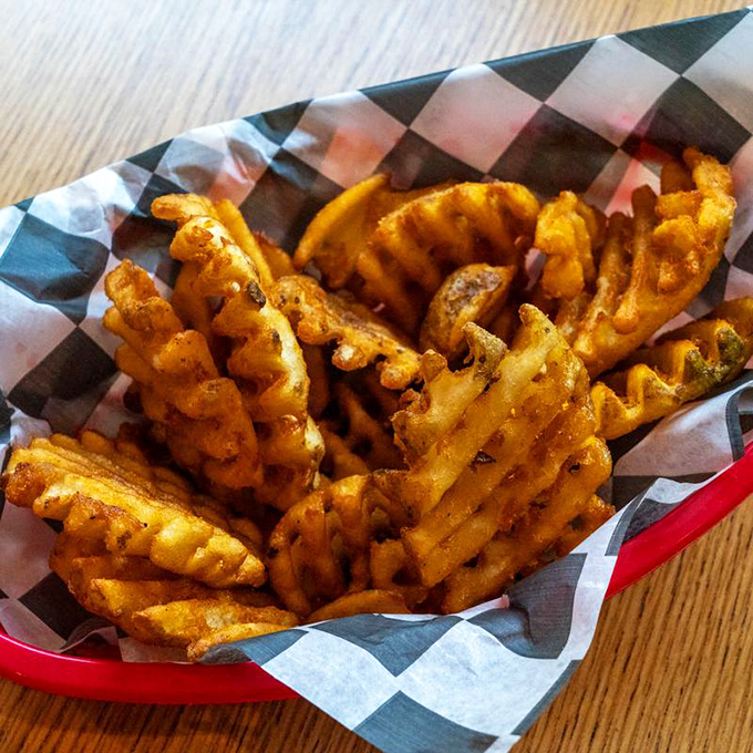 Waffle fries with personality &ndash; crispy, seasoned, and impossible to stop eating once you start.