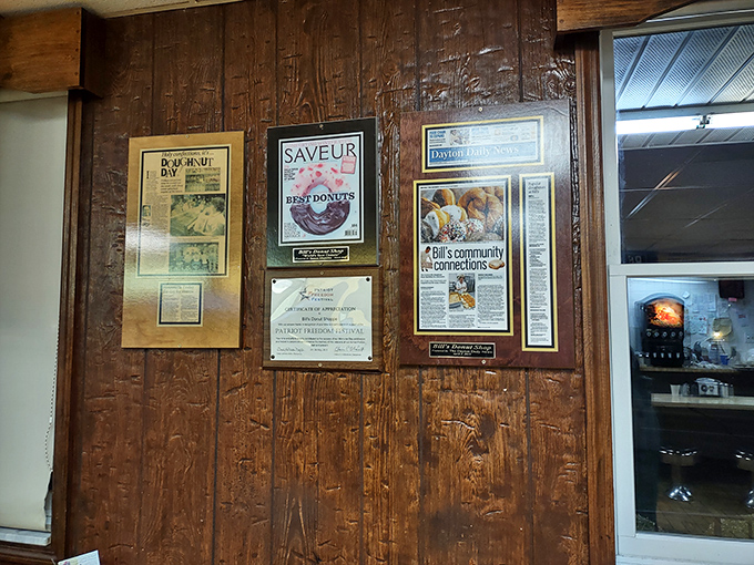 Wall Awards: A humble brag wall showcasing decades of well-deserved recognition, including the coveted Saveur magazine honor.