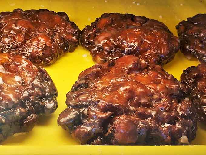 Apple fritters that could double as paperweights &ndash; gloriously irregular, cinnamon-spiced behemoths with a crackling glaze that shatters between your teeth.