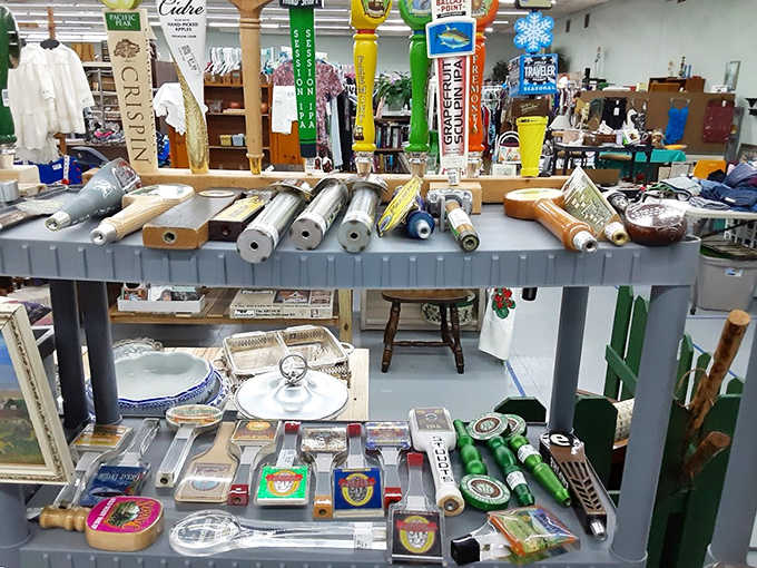 Beer tap handles stand at attention like soldiers of suds, offering breweries' finest branding efforts to anyone looking to add authentic bar flair to their space.