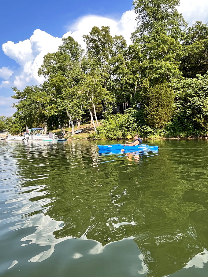 Gliding across glass-like waters, this kayak carries more than just a paddler &ndash; it transports everyday worries far from shore.