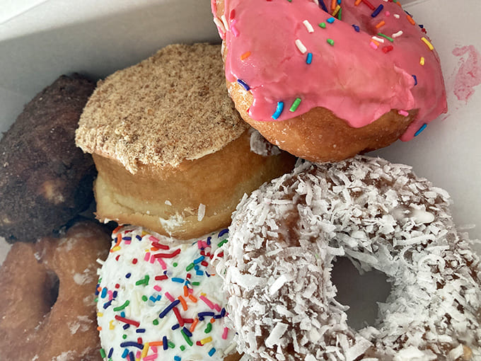A box of donut holes becomes a dangerous proposition when they're this good, disappearing faster than your willpower can protest.